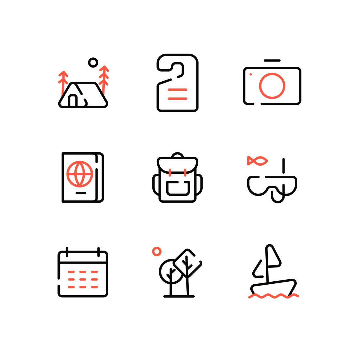 Travel And Tourism Animated Icon Set Set - JSON, Lottie, MP4, GIF
