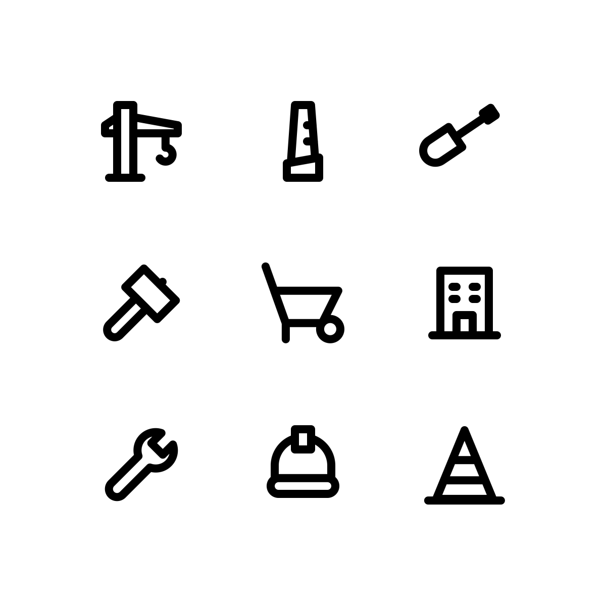 Construction System Icons Set - JSON, Lottie, MP4, GIF