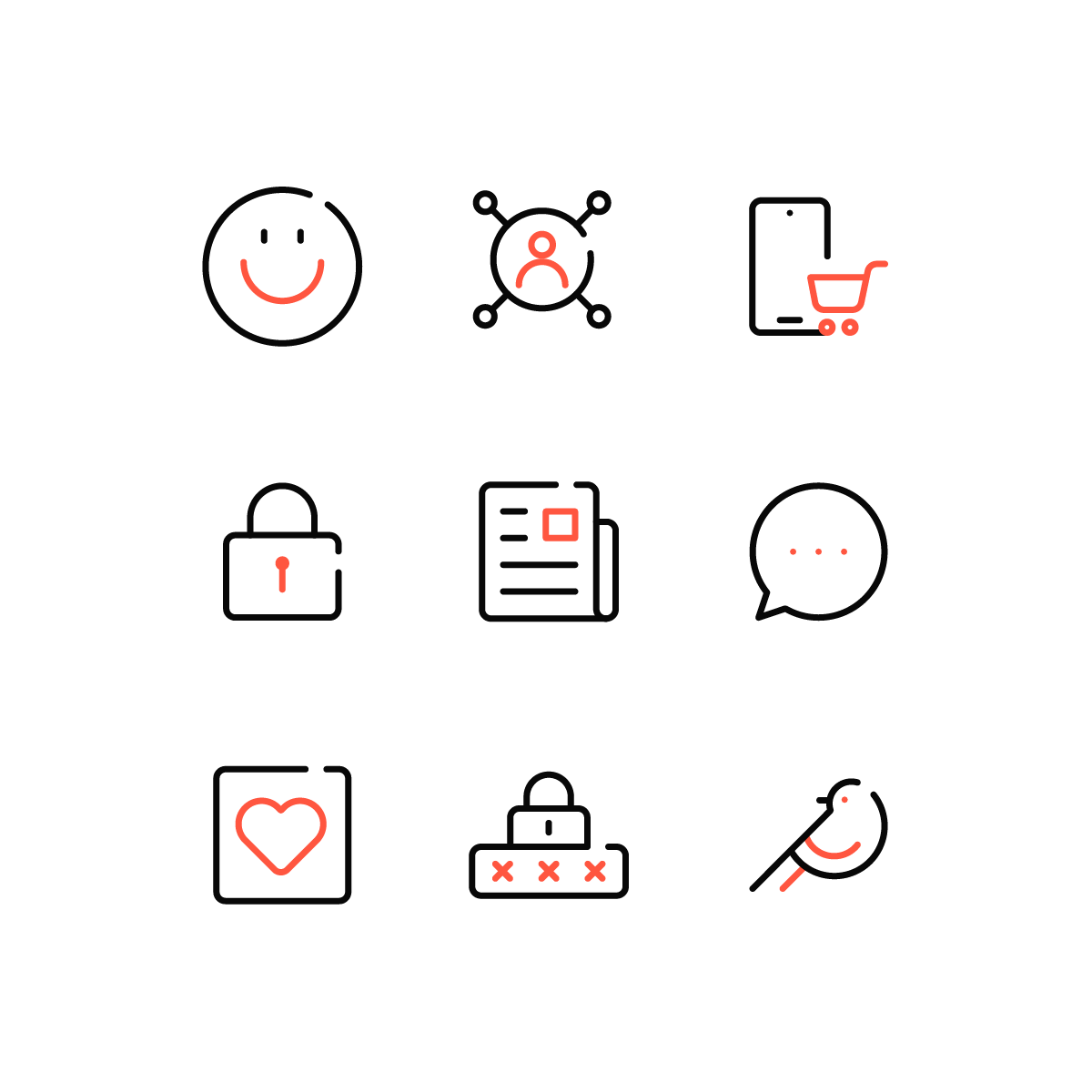 Communication and Media Animated Icons Set - JSON, Lottie, MP4, GIF