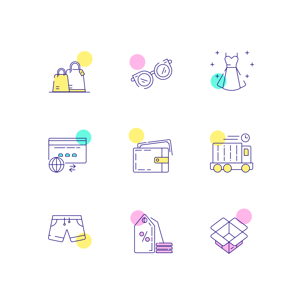 Shopping Animated Icons Set - JSON, Lottie, MP4, GIF