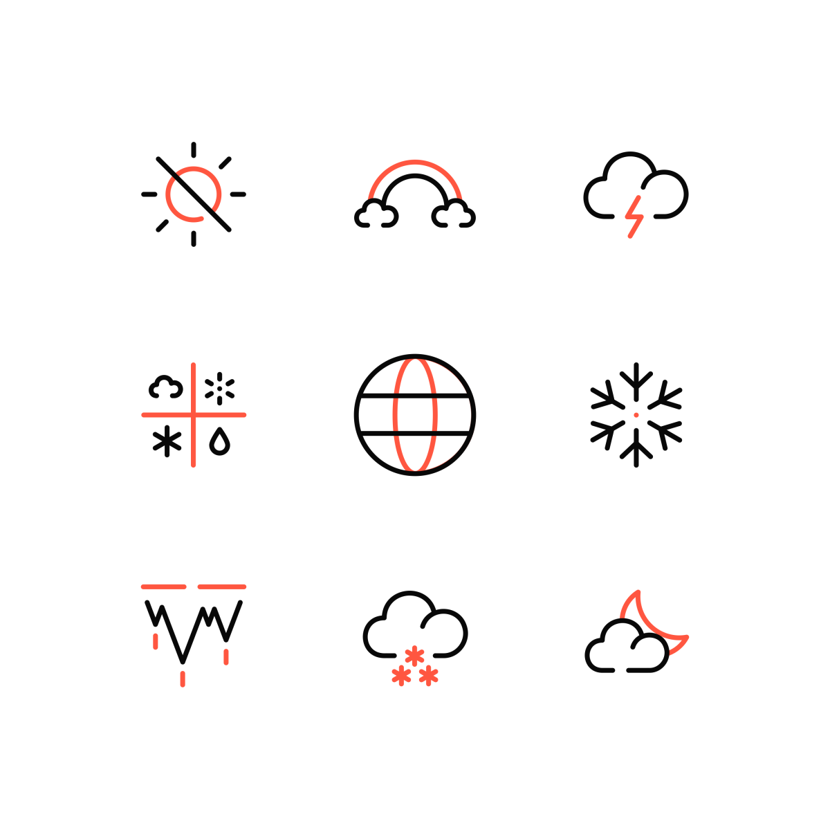 Weather Animated Icons Set - JSON, Lottie, MP4, GIF