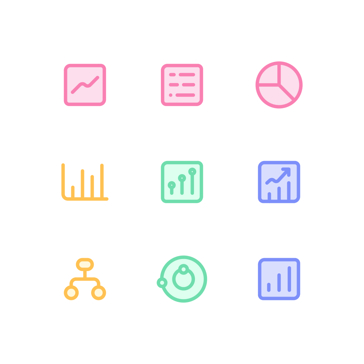 Statistics Animated Icons Set - JSON, Lottie, MP4, GIF