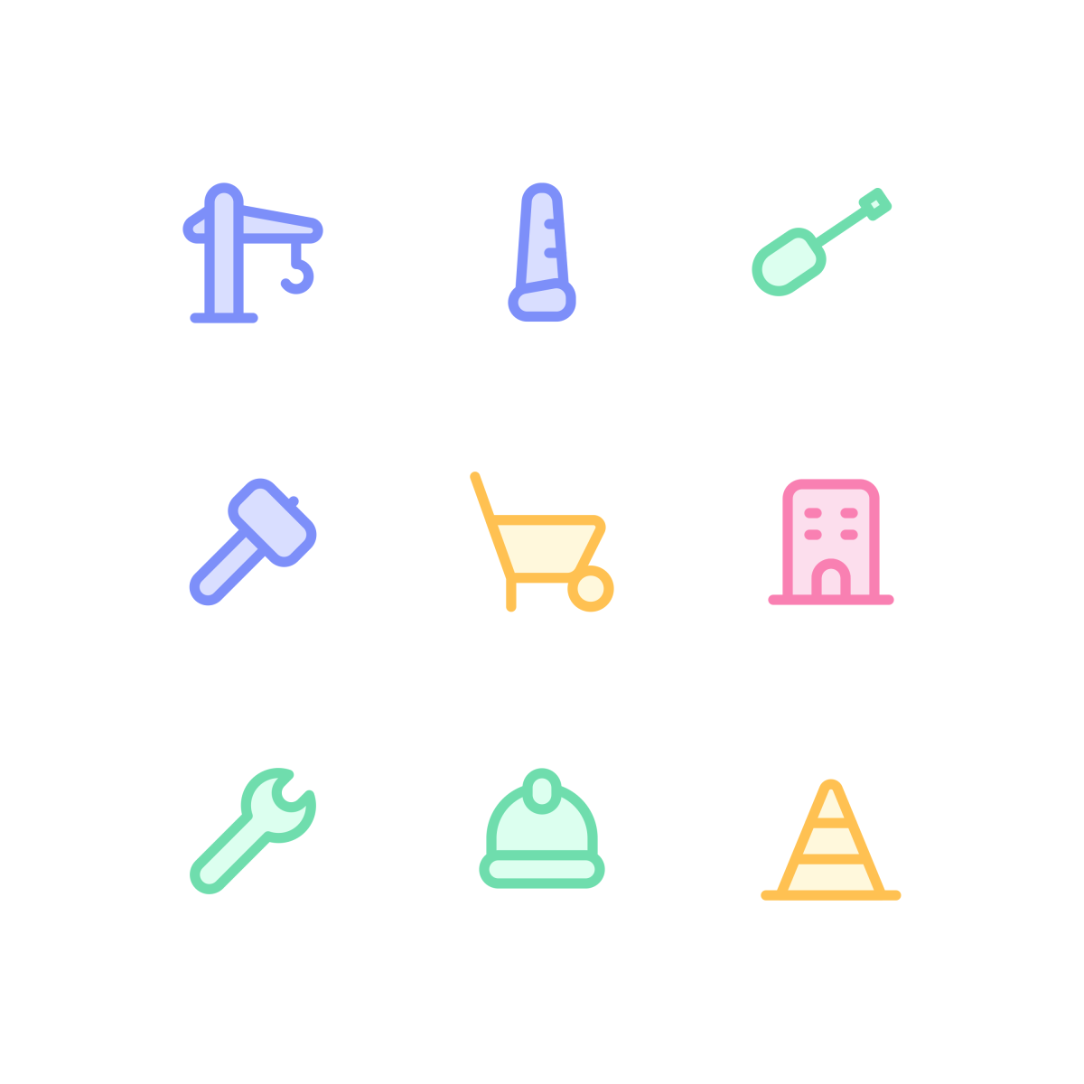Construction Animated System Icons Set - JSON, Lottie, MP4, GIF