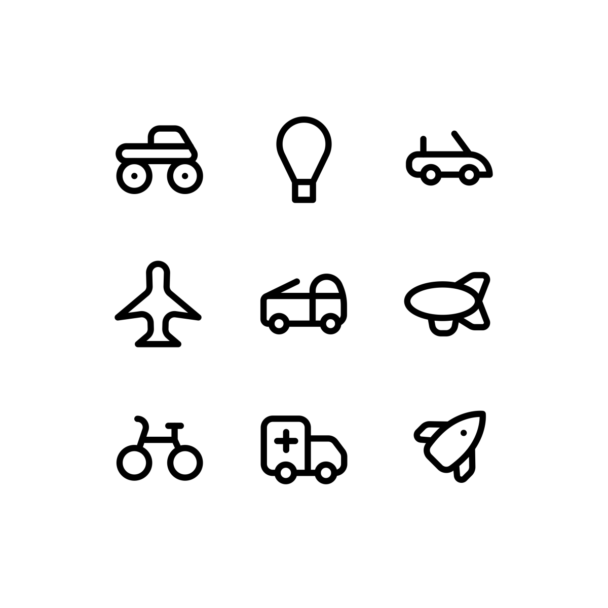 Transport Animated System Icons Set - JSON, Lottie, MP4, GIF