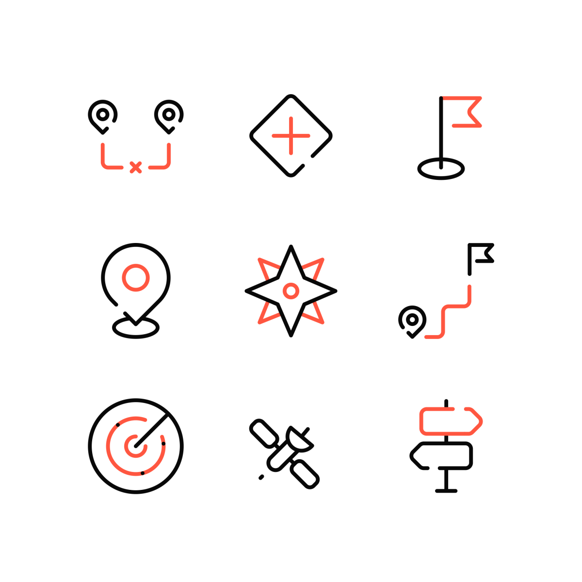 Map Navigation Animated Icons Set - JSON, Lottie, MP4, GIF