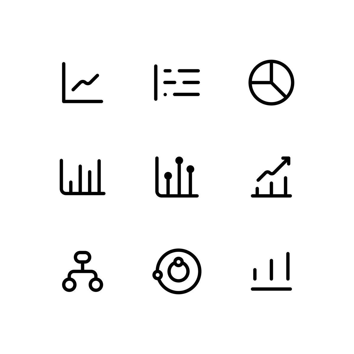 Statistics Animated Icons Set - JSON, Lottie, MP4, GIF