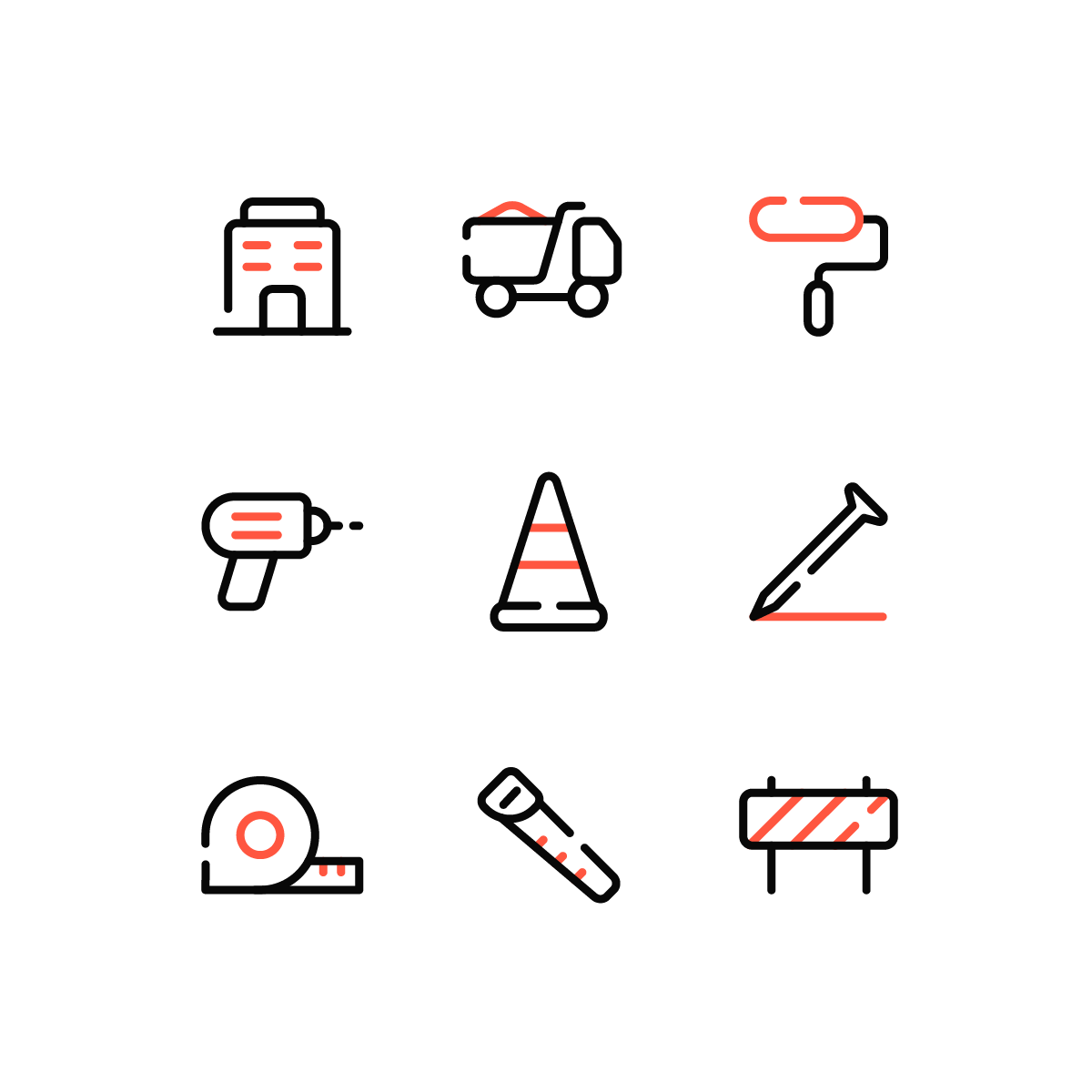 Construction Animated Icons Set - JSON, Lottie, MP4, GIF