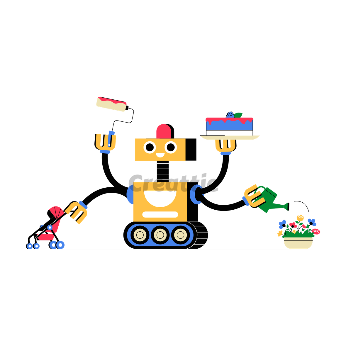 Download Multitasking Robot animation in Lottie JSON