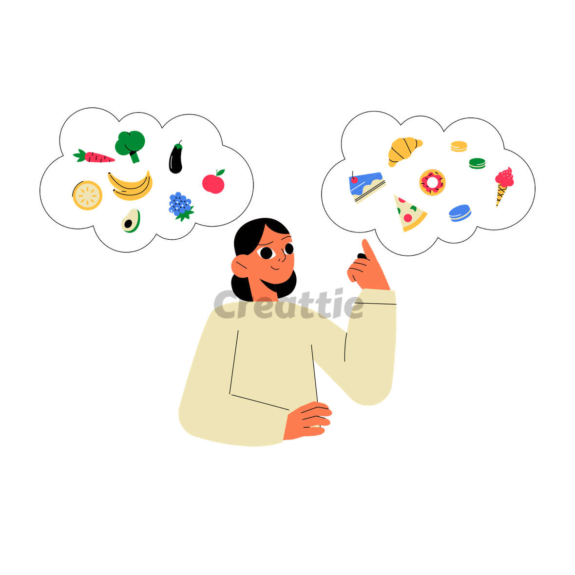 Download Choosing Food animation in Lottie JSON