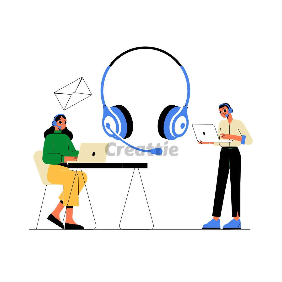 Download Call Center Operators animation in Lottie JSON