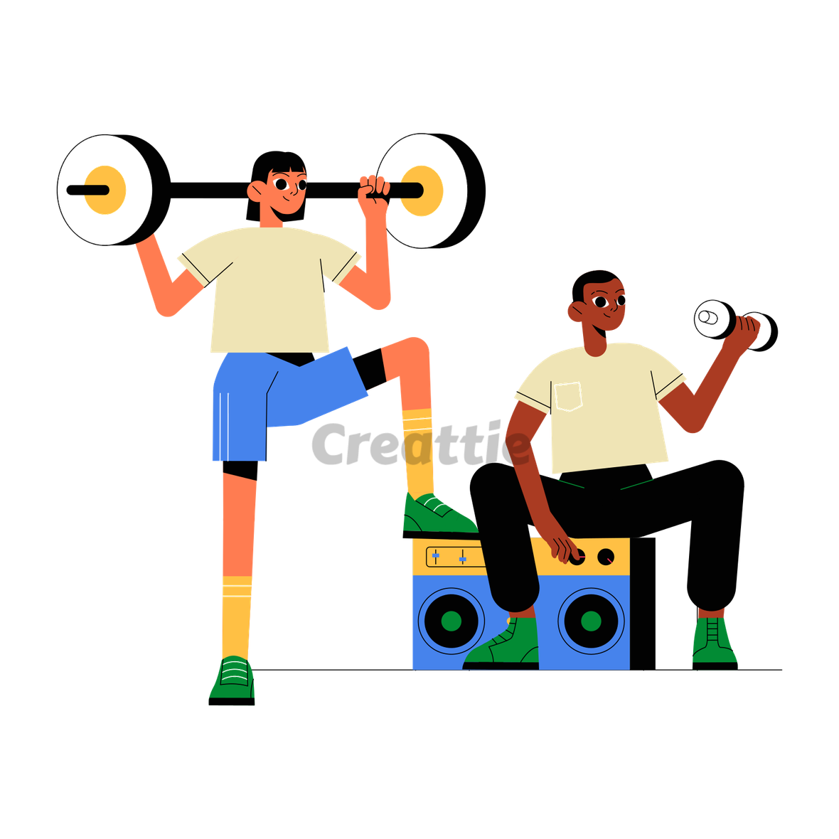 Download Gym Friends animation in Lottie JSON