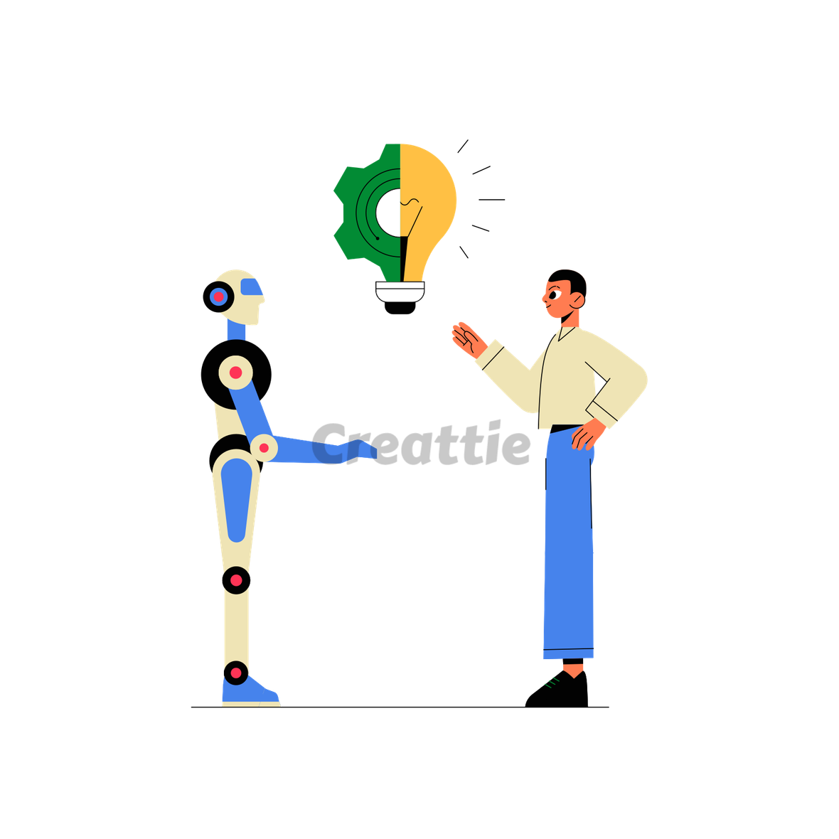 Download Human & AI Idea Generation animation in Lottie JSON