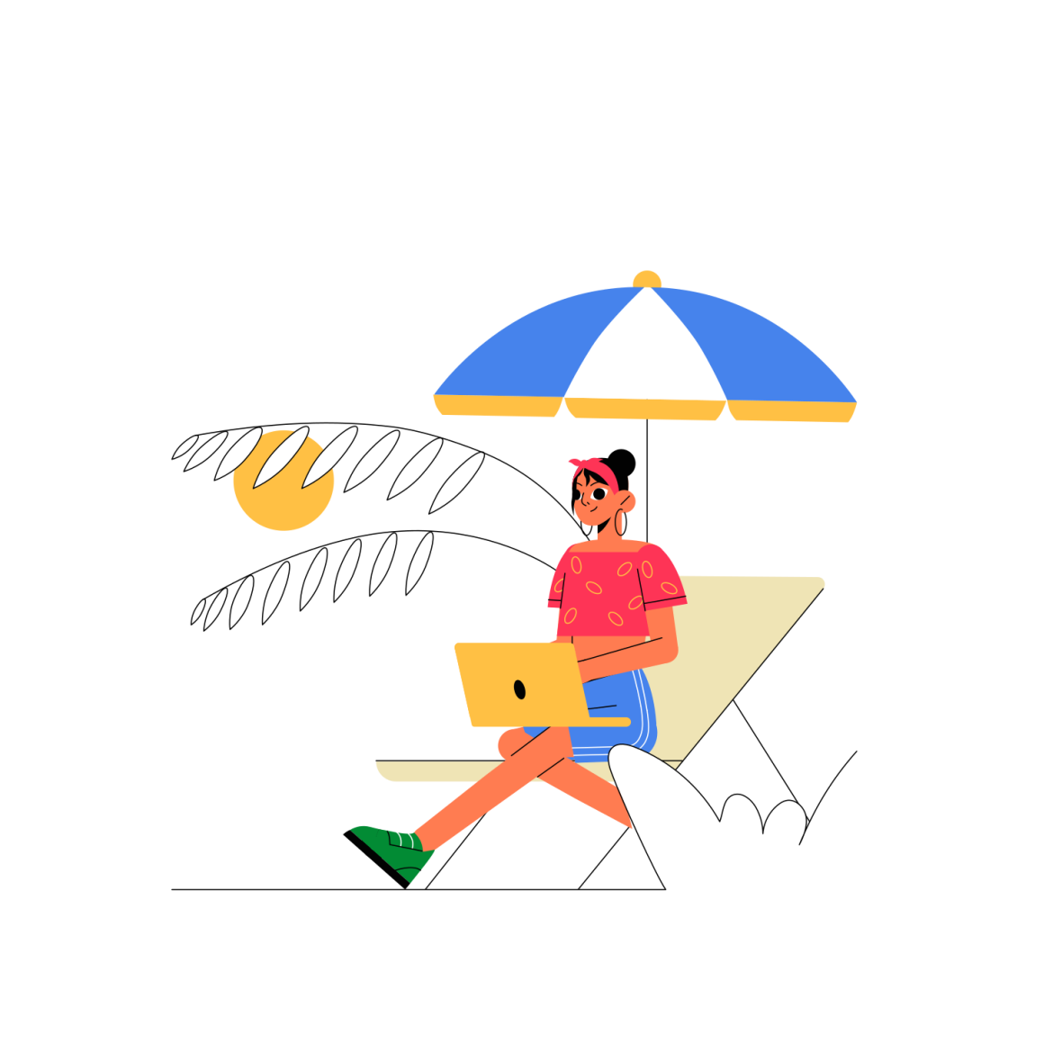 Download Working on Beach animation in Lottie JSON
