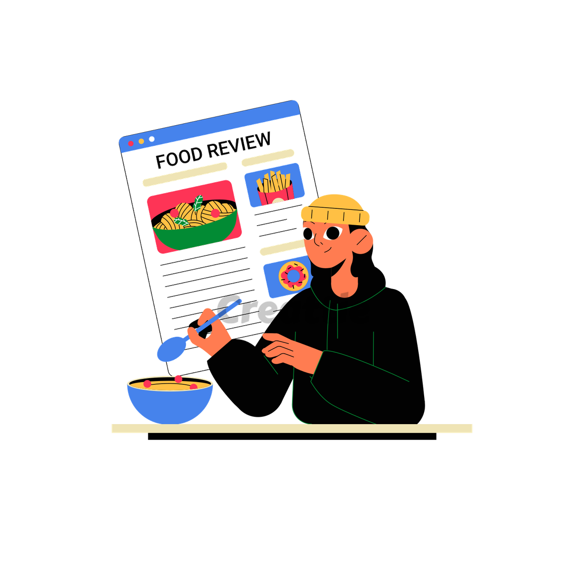 Download Food Reviewer Illustration in SVG & PNG