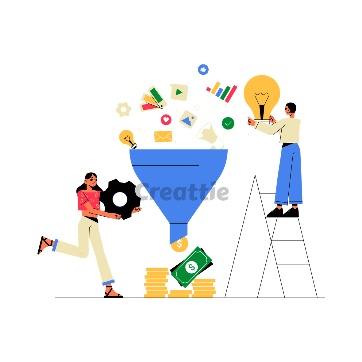 Download Marketing Funnel Illustration in SVG & PNG